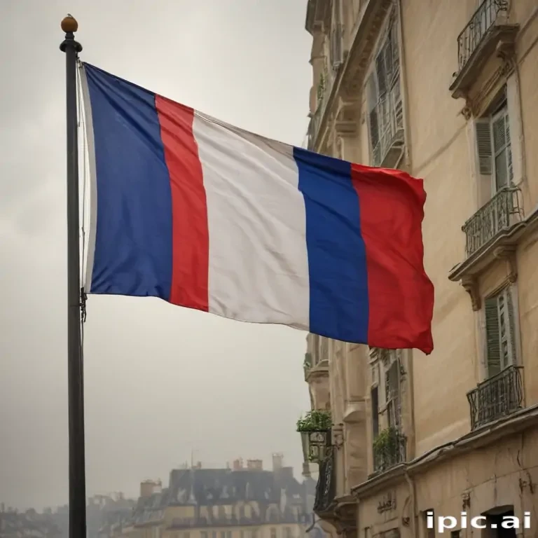 French Flag Waving Proudly Against a Historic Parisian Cityscape Background