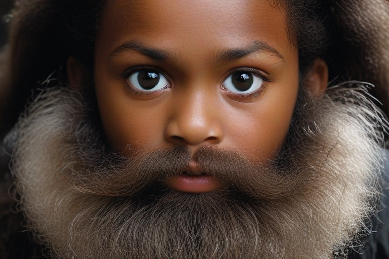 a black baby with full long beard