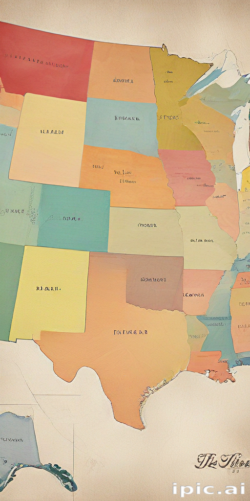 Colorful Illustrated Map of the United States Highlighting Each State's ...