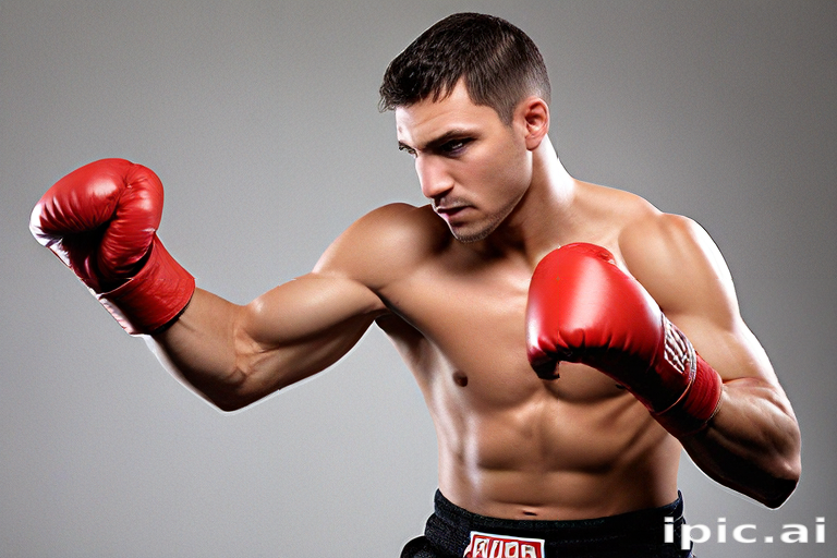 Determined Boxer Training Intensely in a Professional Setting with Red ...