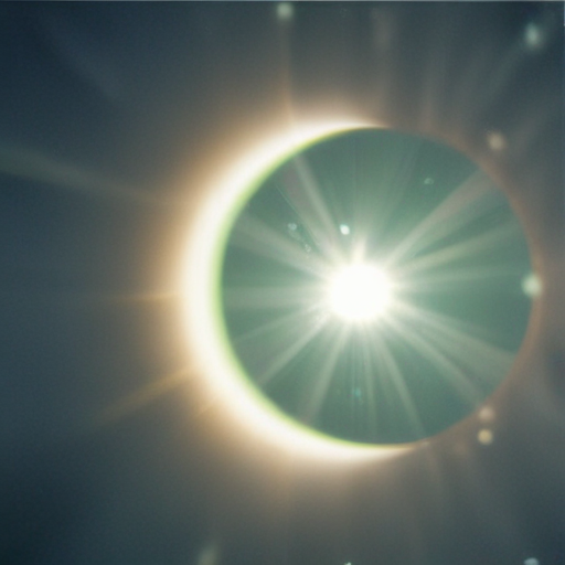 Sun spreading green light in sky