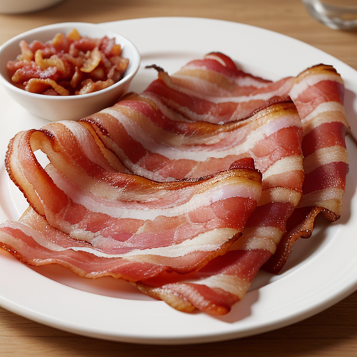 A Delicious Plate of Crispy Bacon Strips Perfect for Any Breakfast.