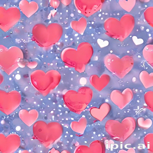 Colorful Hearts Floating on a Soft Background of Sparkling Blue