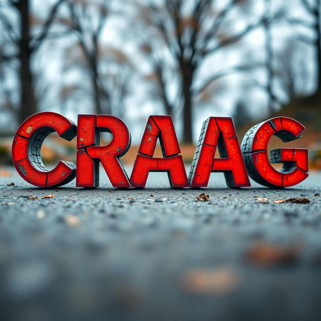 Creative 3D Text Display of the Word 'CRAAG' in Nature