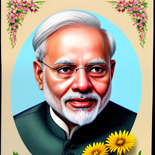 modi without mustache and flowers