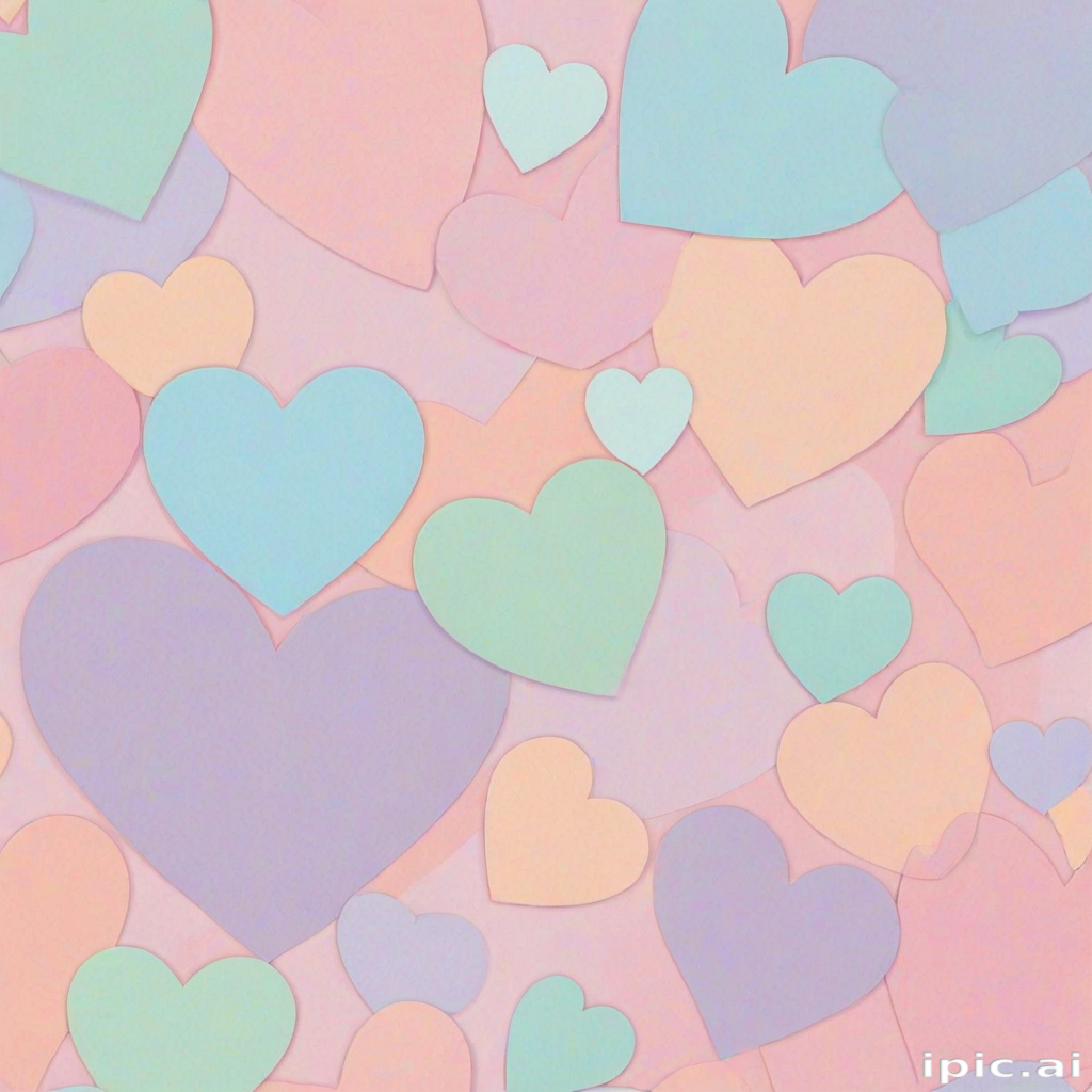 Colorful and Playful Heart Shapes in Soft Pastel Tones for Decoration