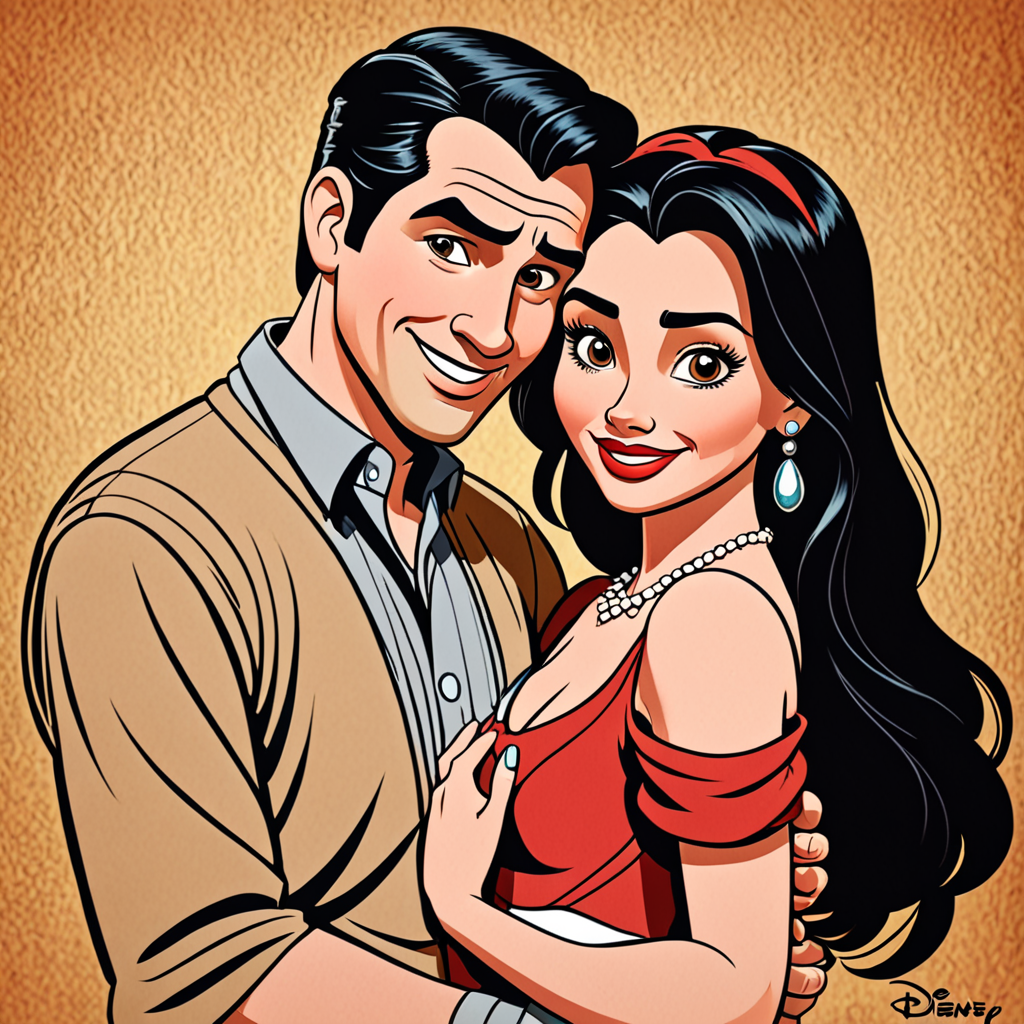 Disney cartoon style couple