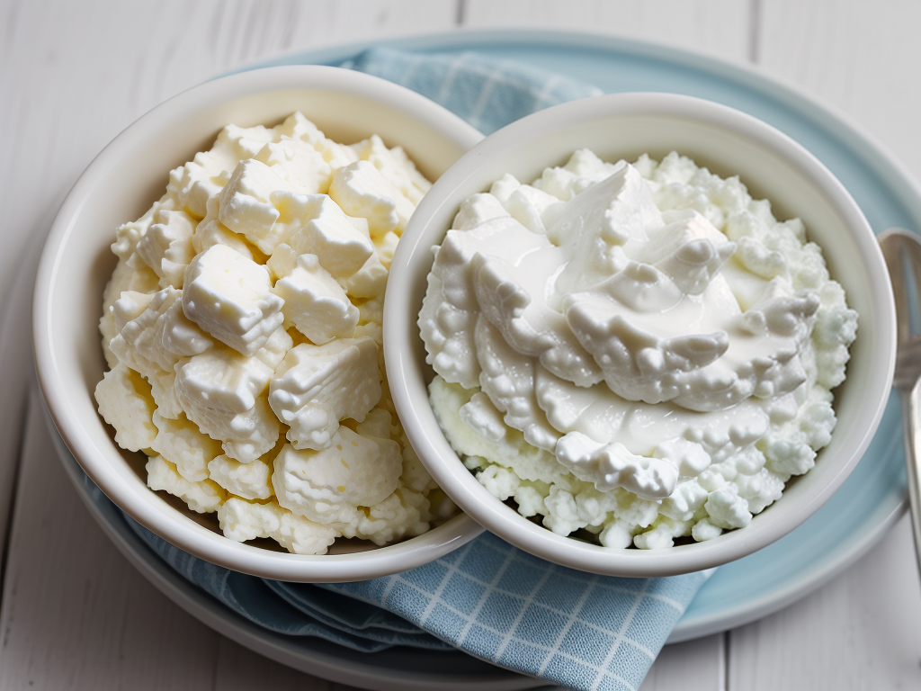 Deliciously Creamy Cottage Cheese and Whipped Topping in Elegant Bowls.