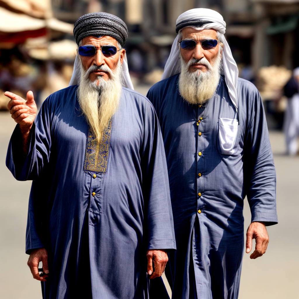 An old Arab sheikh. He has a very long beard covered in gray hair. From ...