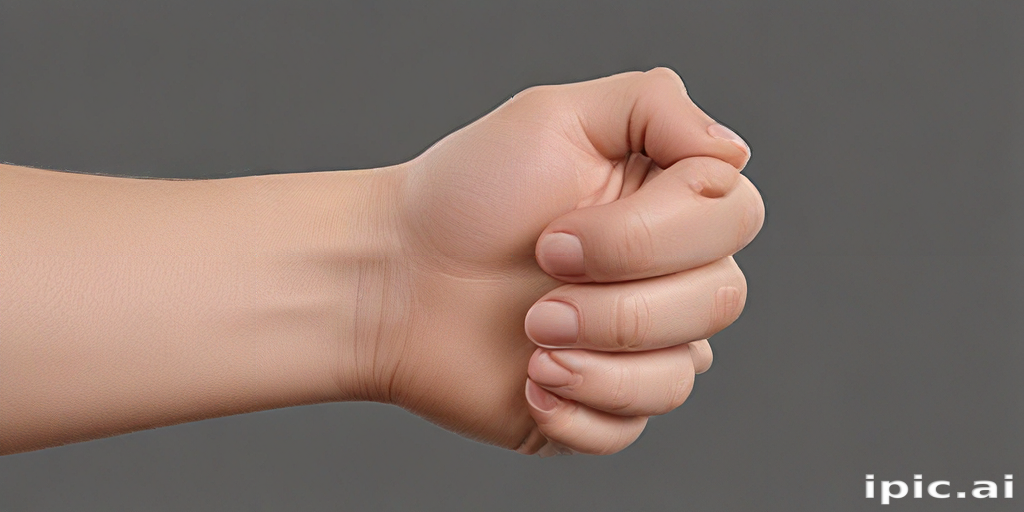A Close-Up of a Human Hand Forming a Tight Fist Against a Neutral ...