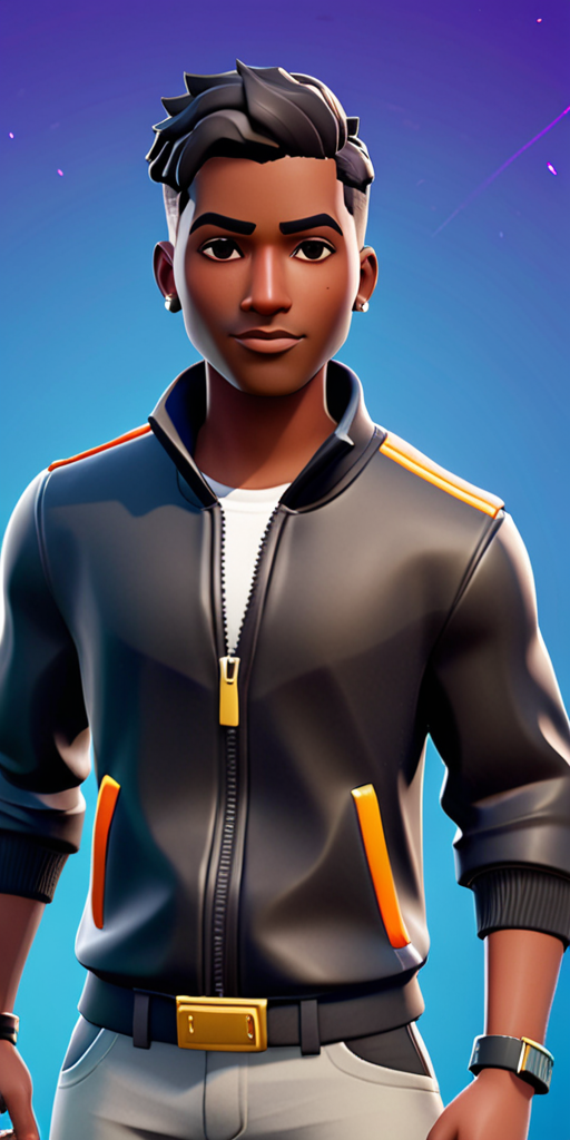 male fortnite skin with black skin and short hair with no facial hair