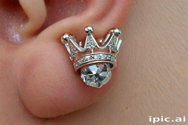 Elegant Silver Crown Ear Cuff with Sparkling Gemstone Detail for ...