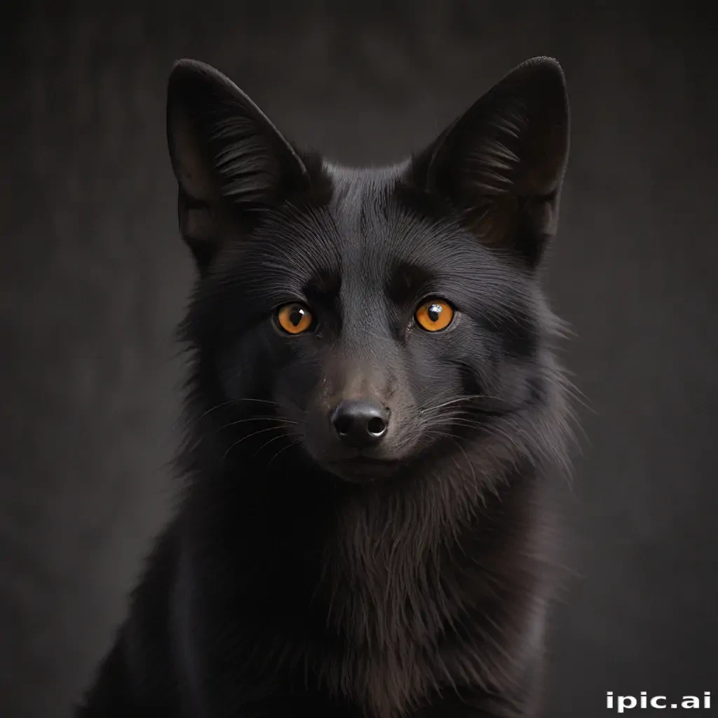 A Striking Portrait of a Majestic Black Fox with Captivating Eyes