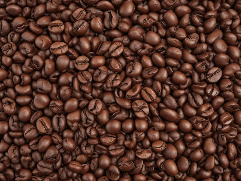 A Close-Up View of Roasted Coffee Beans Displaying Rich, Dark Colors