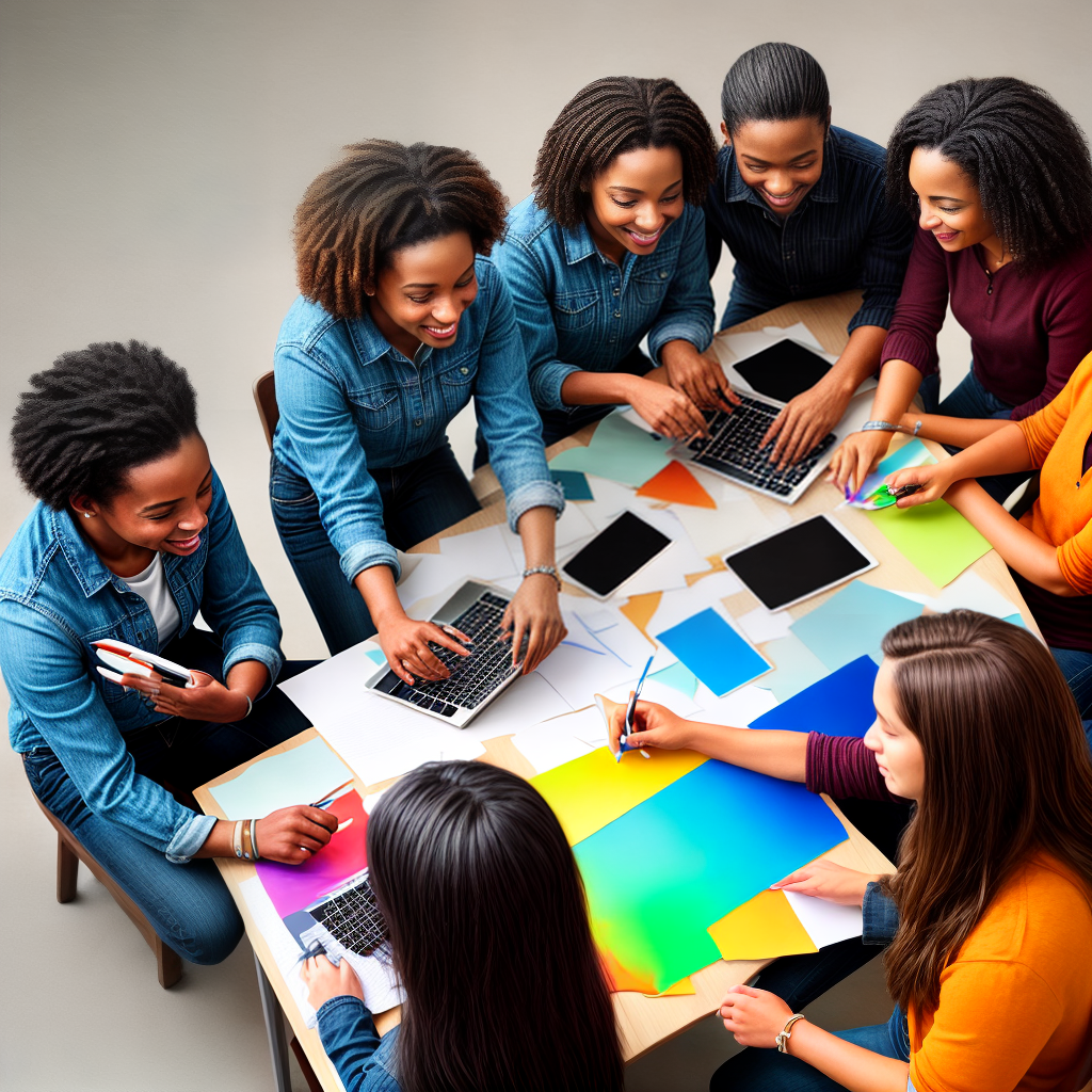 A vibrant image showing a group of diverse professionals collaborating ...