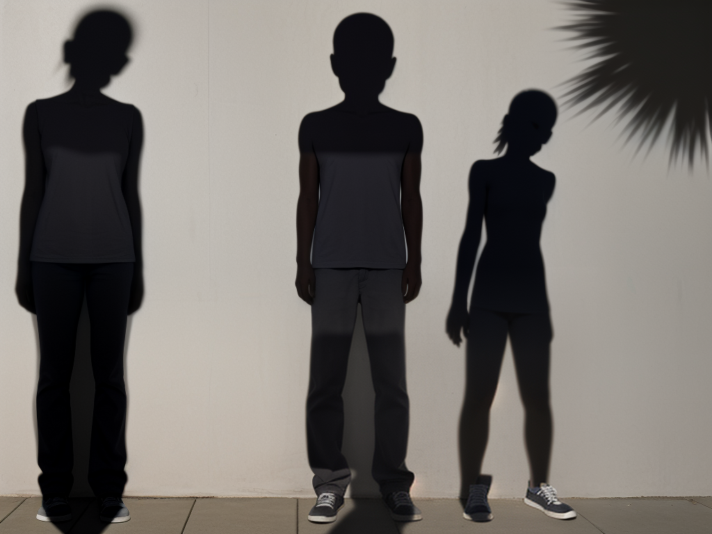 Three Silhouettes Cast Against a Wall, Highlighting Shadows of Youth