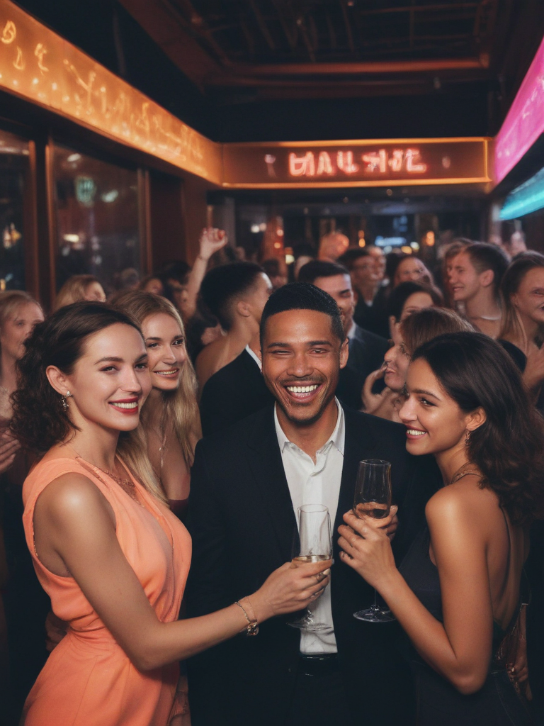 The main image on the homepage depicts a bustling nightlife scene ...