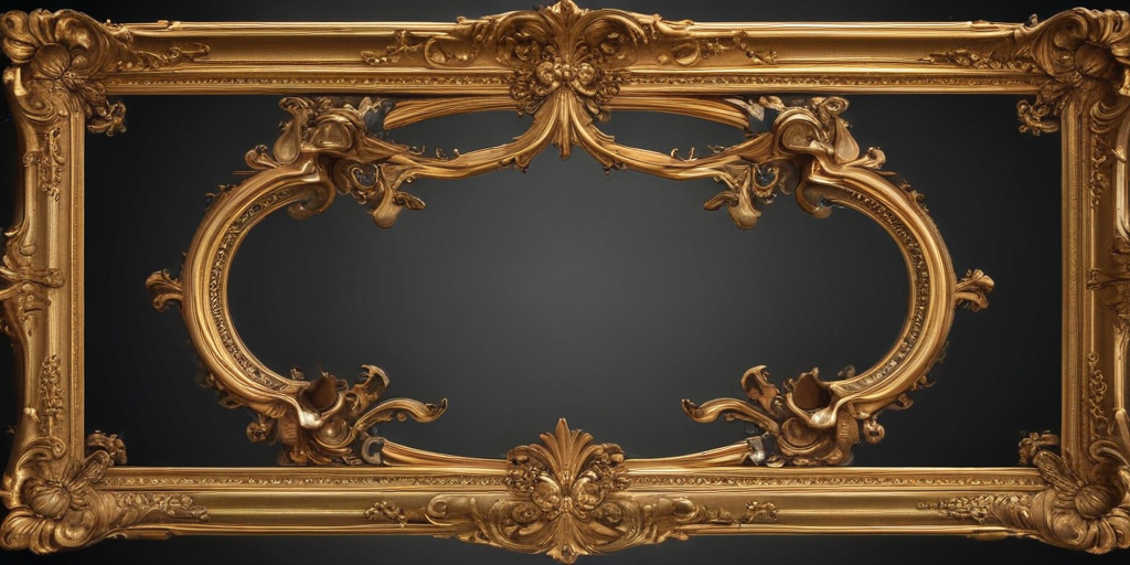 Ornate Golden Picture Frame with Intricate Details and Elegant Design