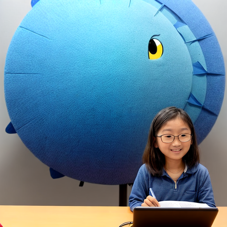 a student in front of a computer taking a test with thought bubble overhead