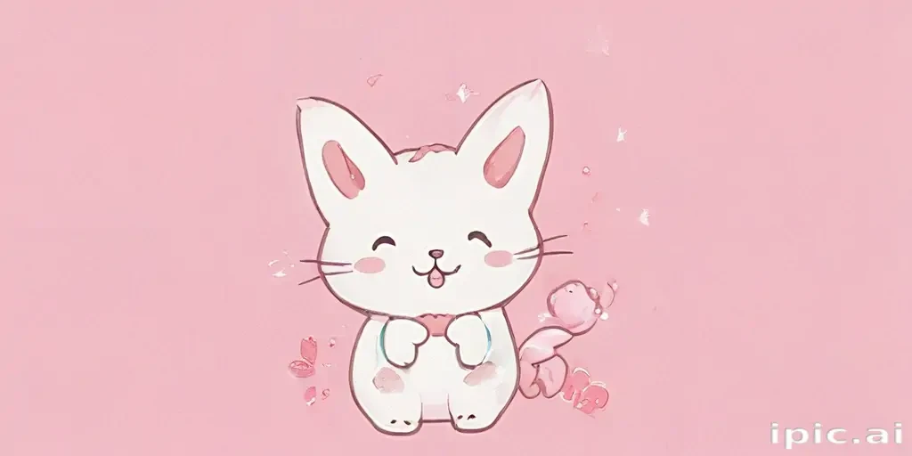 Adorable Pink Bunny Character with a Cheerful Expression and Cute Tail.