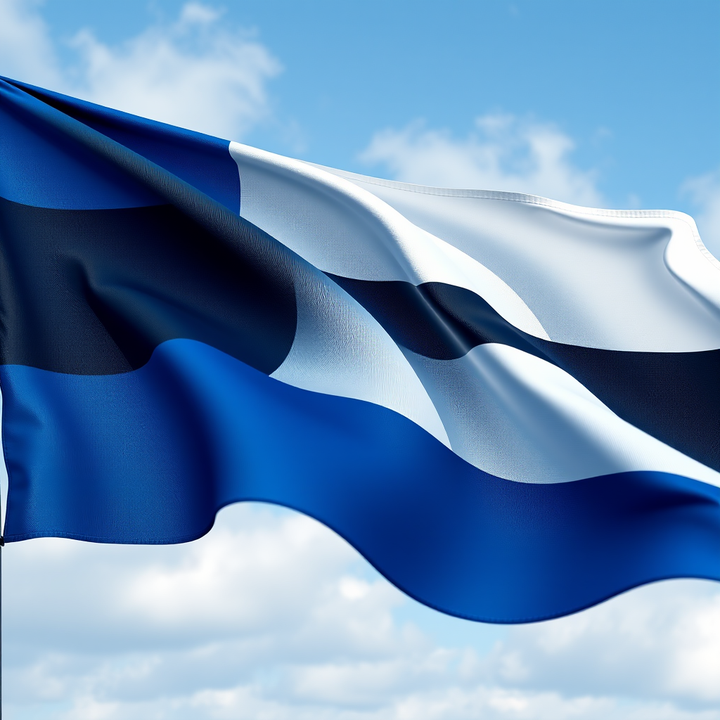 Create a high-resolution illustration of the Estonian flag waving in ...