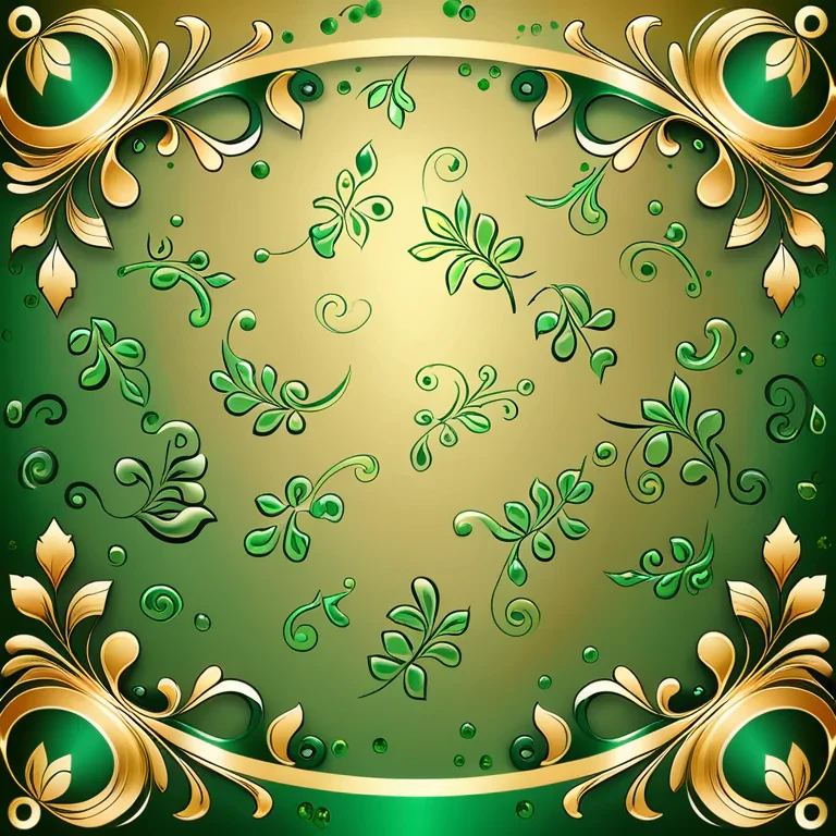 Elegant Green and Gold Floral Pattern with Intricate Leaf Designs and ...