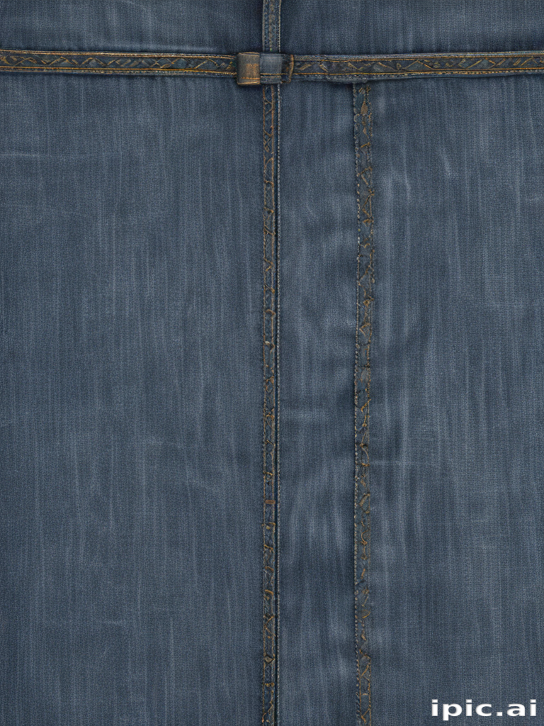Close-Up View of a Denim Fabric with Detailed Stitching and Texture