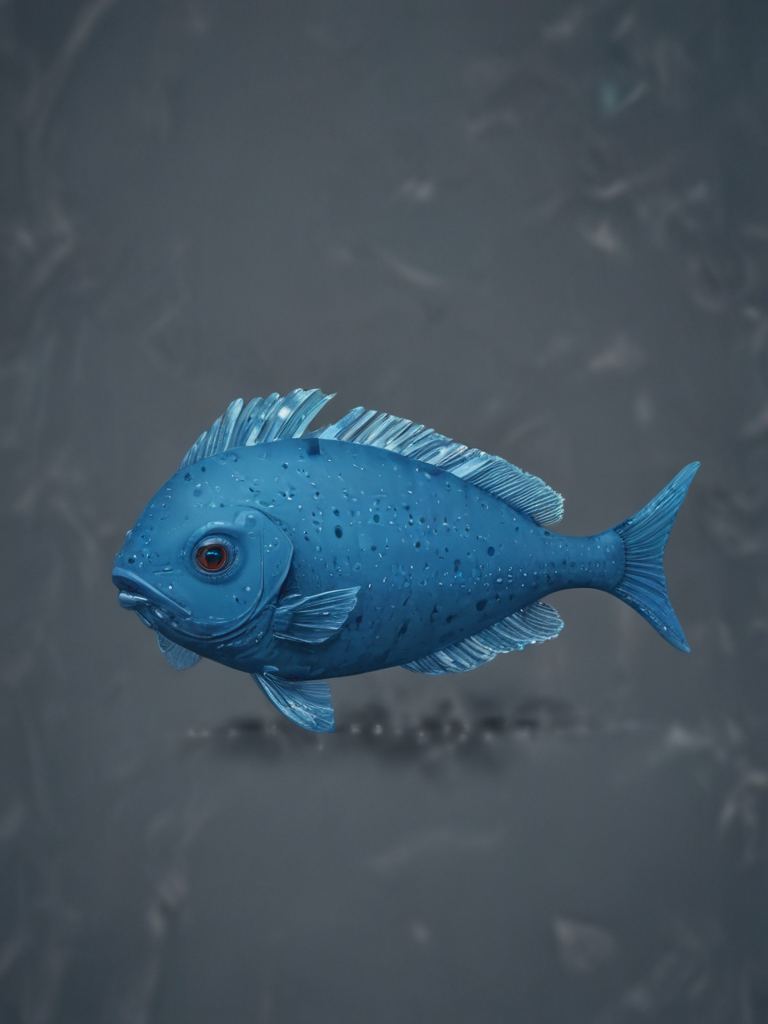 Vibrant Blue Fish Swimming Gracefully Through a Deep Sea Environment