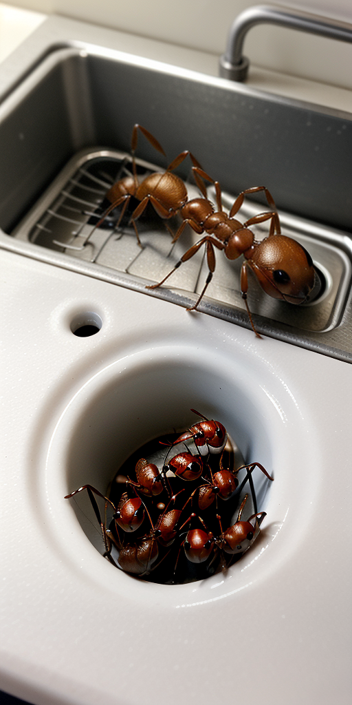 An Ant Colony's Adventure: Exploring the Kitchen Sink and Drain Area