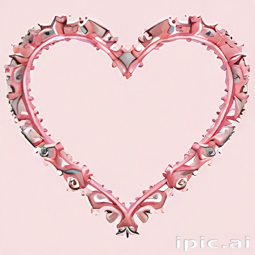 Delicate Pink Heart Design Embellished with Intricate Patterns and Swirls