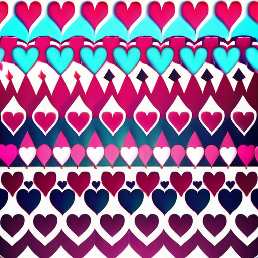 Colorful Pattern of Hearts in Various Shades and Shapes Design