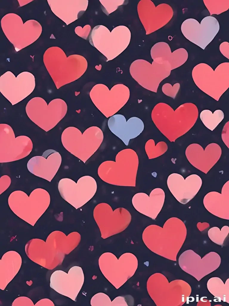 Colorful Hearts Pattern on a Dark Background Celebrating Love and Affection