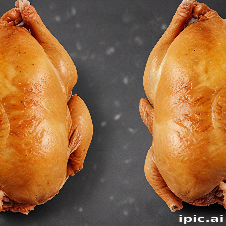 Two Perfectly Roasted Whole Chickens Glistening with Delicious Golden ...