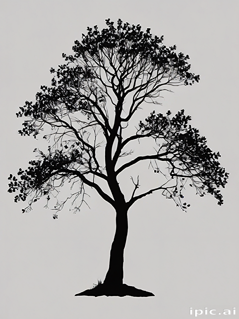 A Striking Silhouette of a Leafless Tree Against a Plain Background