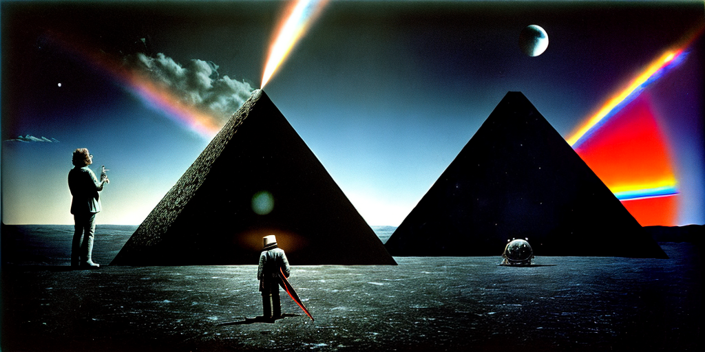 a table with images from the album The Dark Side Of The Moon by pink floyd