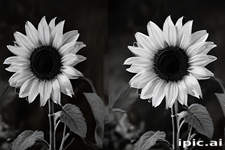 Stunning Black and White Sunflower Captured from Two Different Angles