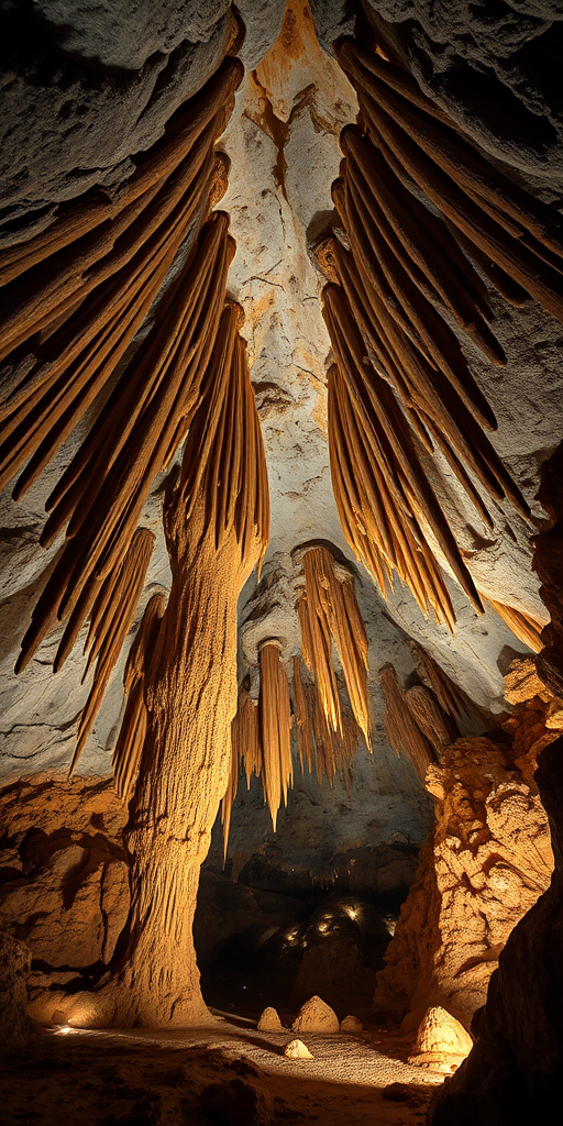 Stunning Cave Formation with Dramatic Stalactites and Stalagmites ...