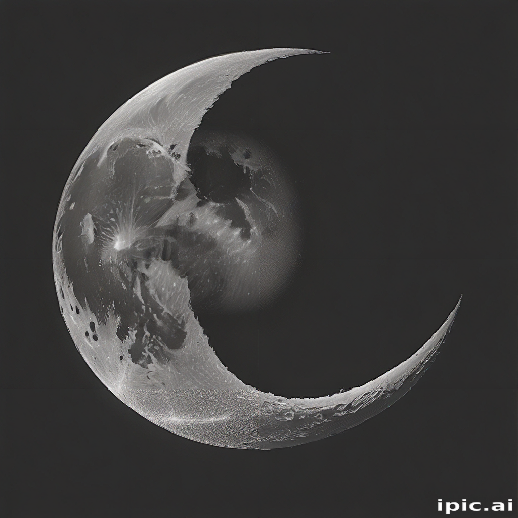 Artistic Representation of a Moon with Unique Crescent Shape and Texture