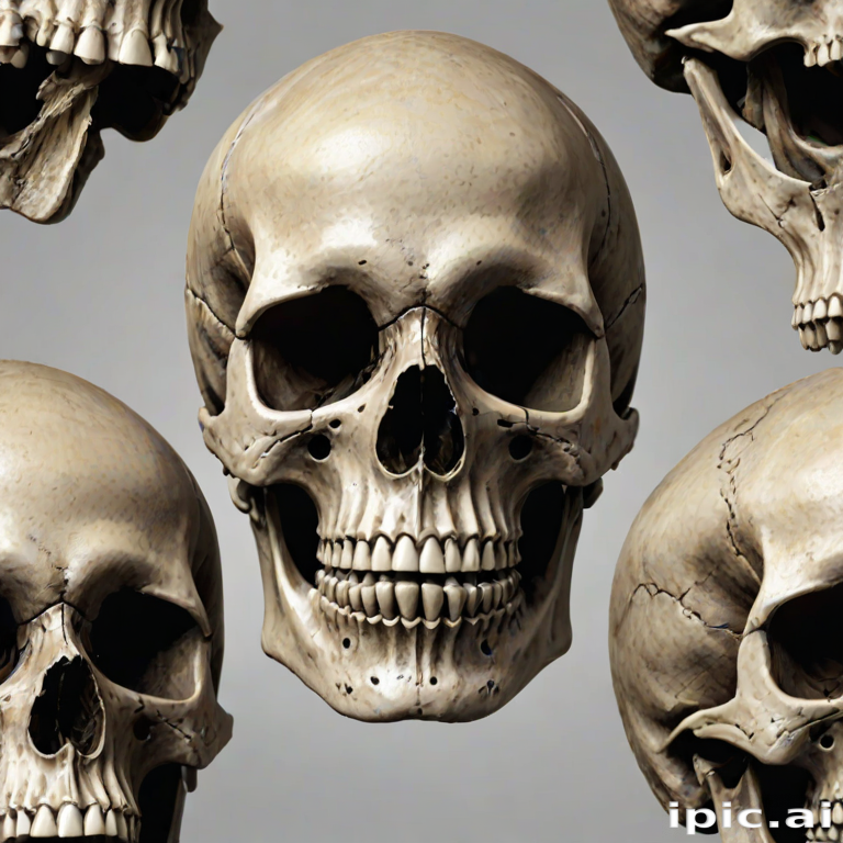 Realistic Renderings of Human Skulls in Various Angles and Perspectives