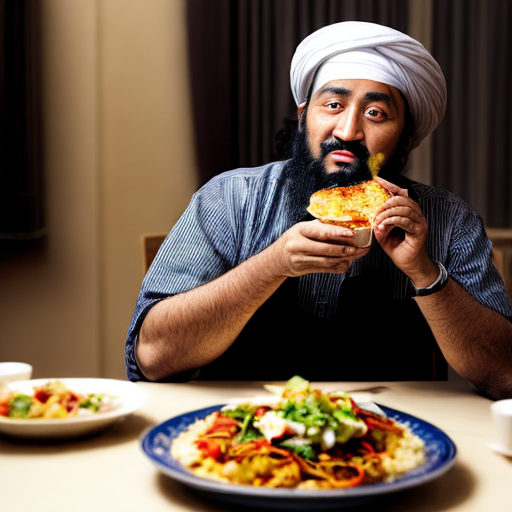 osama bin laden eating a meal with boris johnson