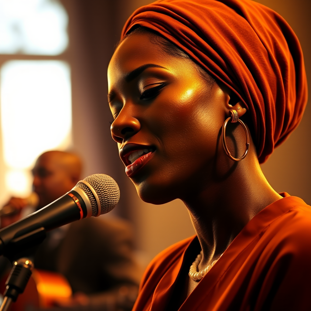 Captivating Performance: A Singer in a Warm Orange Turban on Stage