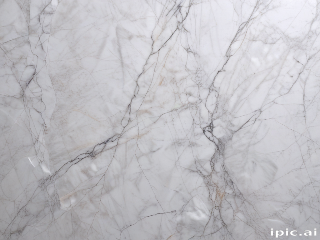 Elegant White Marble Surface with Intricate Gray Veins and Patterns.
