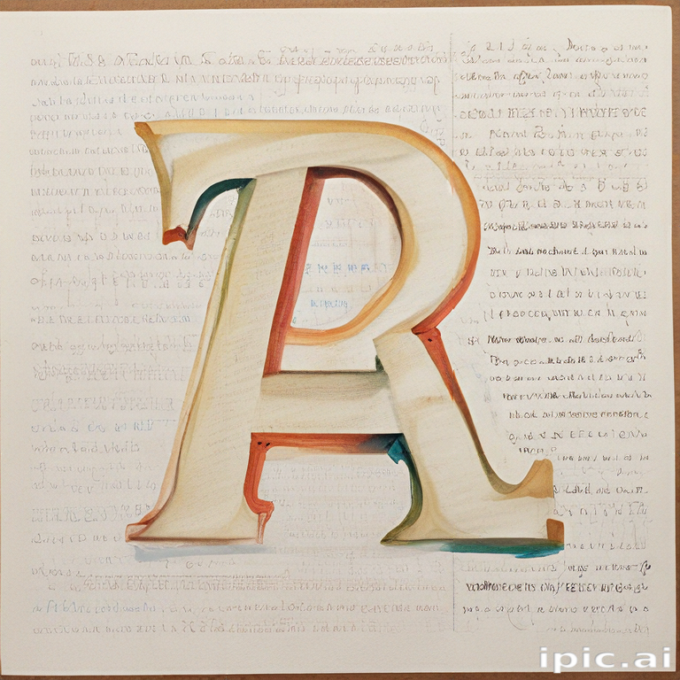 Intricate Artwork Featuring a Large Letter 'R' on Textured Background