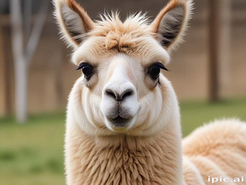 A Close-Up View of a Beautiful, Soft-Furred Alpaca in Nature.