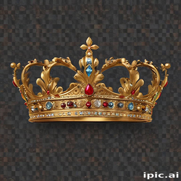 Exquisite Golden Crown Adorned with Vibrant Gems and Intricate Designs