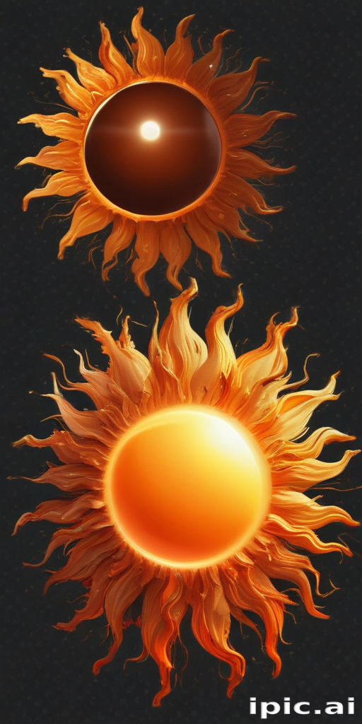 Two Artistic Representations of the Sun with Distinct Styles and Colors