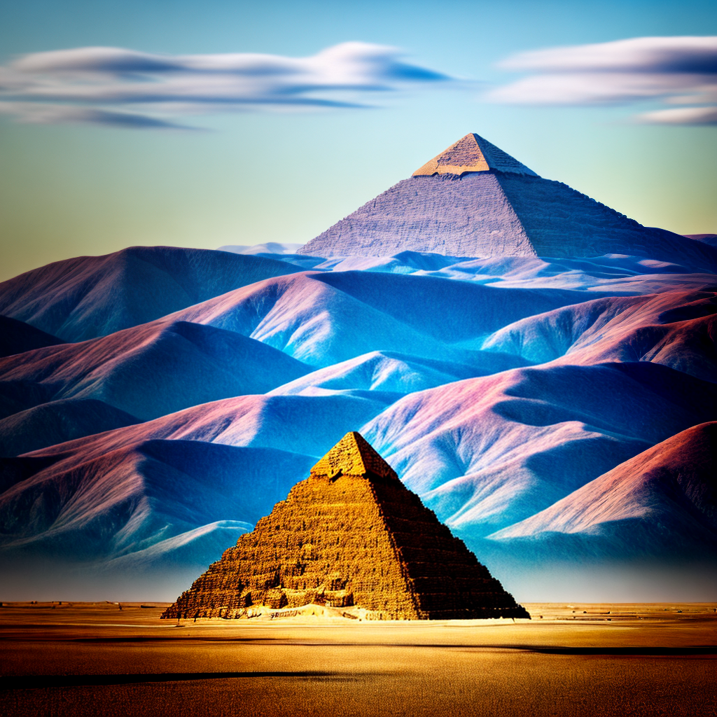 beautiful illustration of pyramids floating in the above the ground ...