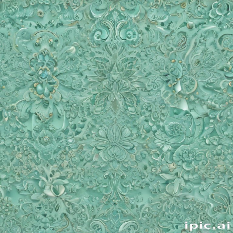 Intricate Floral Patterns in Soft Teal Tones with Elegant Design Details.