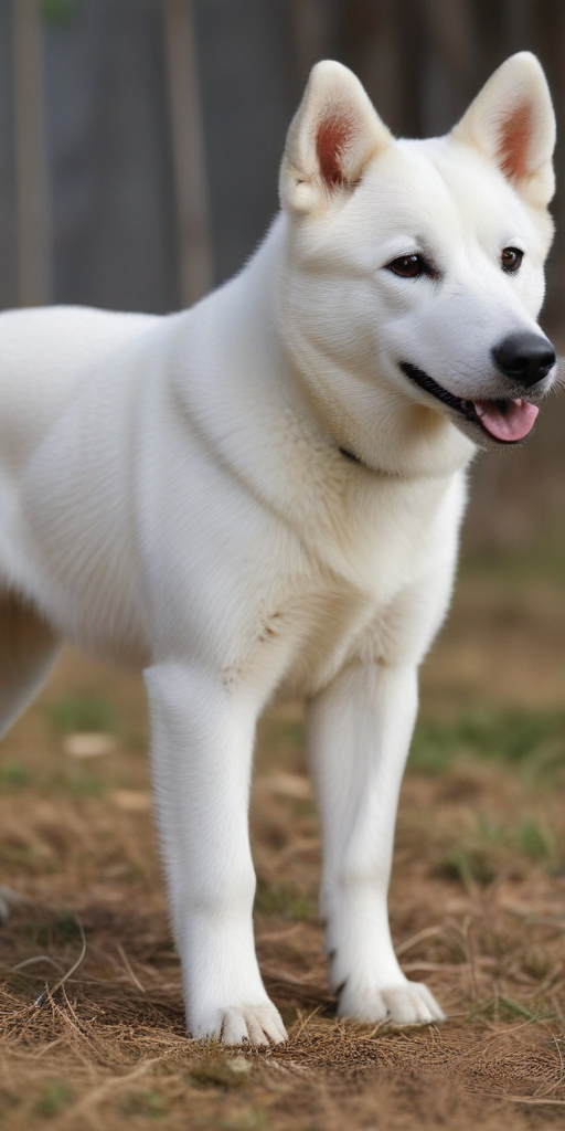 Adorable White Dog Standing Proudly in a Natural Outdoor Setting