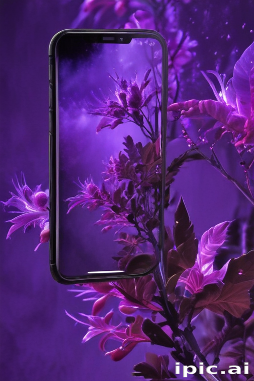 Beautiful Purple Flowers Reflected on a Smartphone Screen in Nature